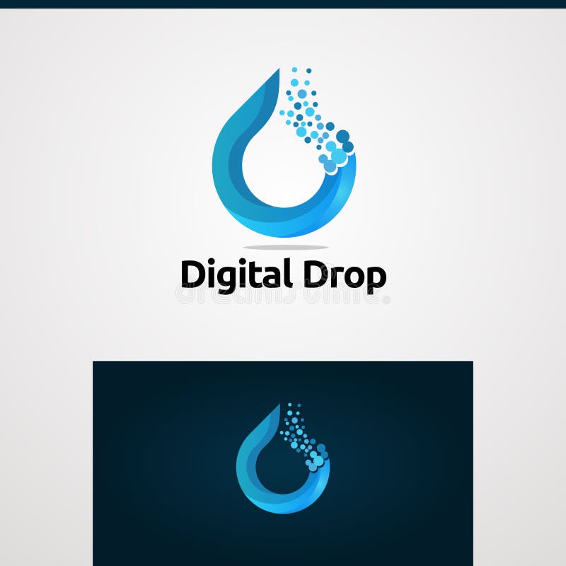 Digital Drop in Color Blue Logo Vector Concept, Icon, Element, and ...