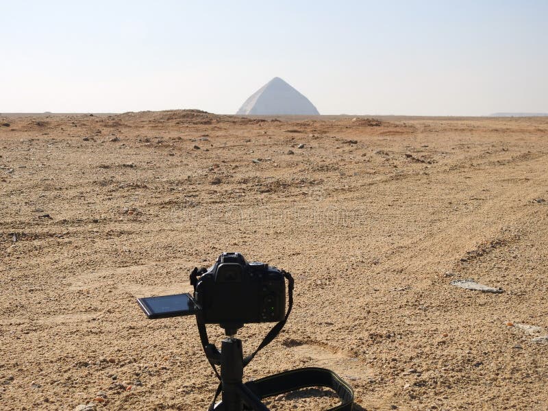 A Digital DSLR Camera on a Tripod Photographing the Bent Pyramid of ...