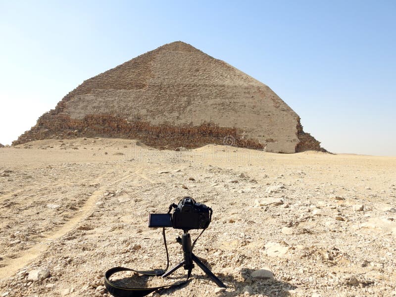 A Digital DSLR Camera on a Tripod Photographing the Bent Pyramid of ...