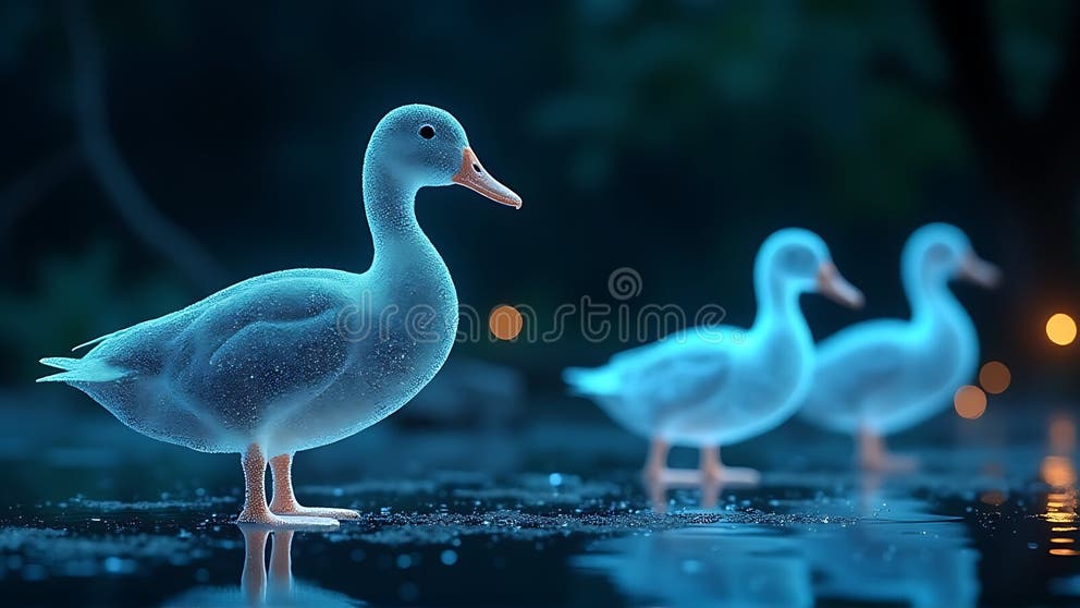 Digital Duck in a Watery World. Stock Illustration - Illustration of ...