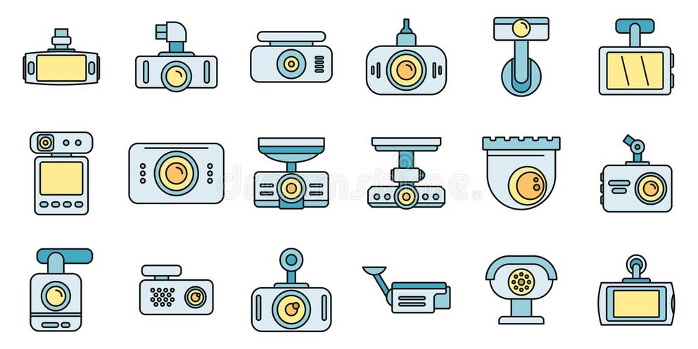 Digital DVR Icons Set Vector Color Stock Vector - Illustration of thin ...