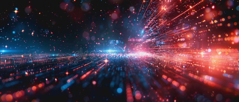 Digital Dynamic Bursts of Light and Data in Space, Showcasing ...