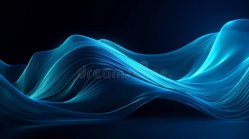 Digital Dynamic Cyber Wave. Abstract Futuristic Blue Background with ...