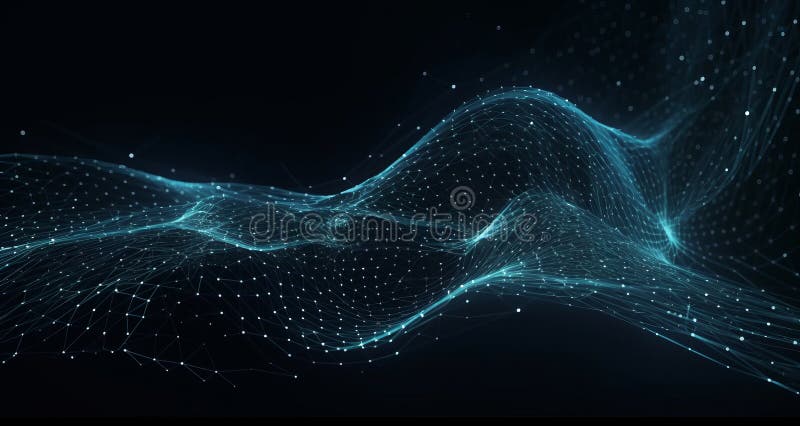 Digital Dynamic Cyber Wave. Abstract Futuristic Blue Background with ...