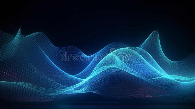 Digital Dynamic Cyber Wave. Abstract Futuristic Blue Background with ...