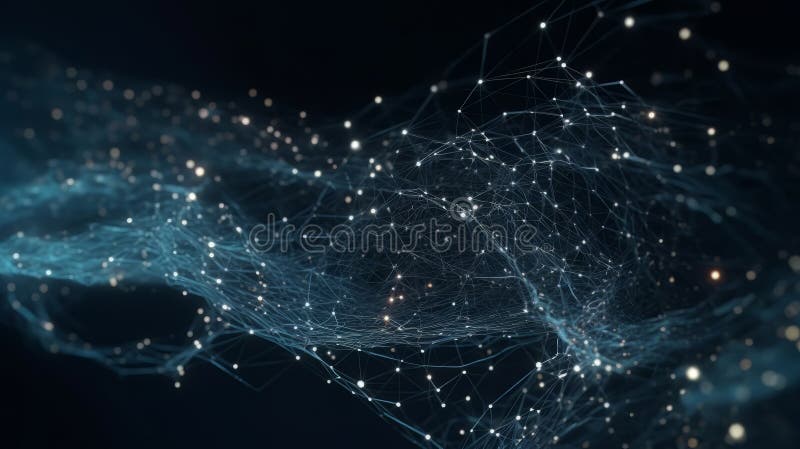 Digital Dynamic Cyber Wave. Abstract Futuristic Blue Background with ...