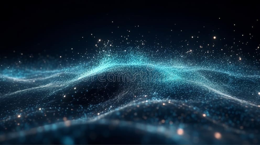 Digital Dynamic Cyber Wave. Abstract Futuristic Blue Background with ...