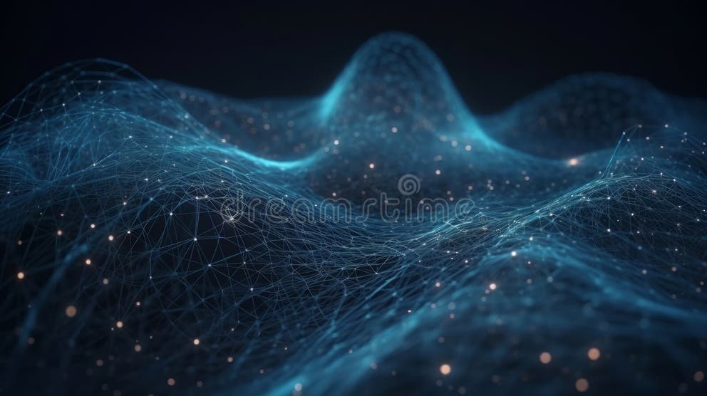 Digital Dynamic Cyber Wave. Abstract Futuristic Blue Background with ...