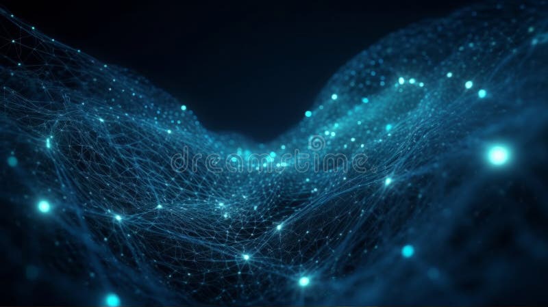 Digital Dynamic Cyber Wave. Abstract Futuristic Blue Background with ...
