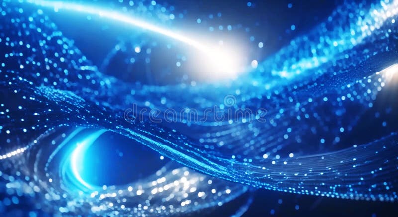 Digital Dynamic Cyber Wave. Abstract Futuristic Light of Blue Moving on ...