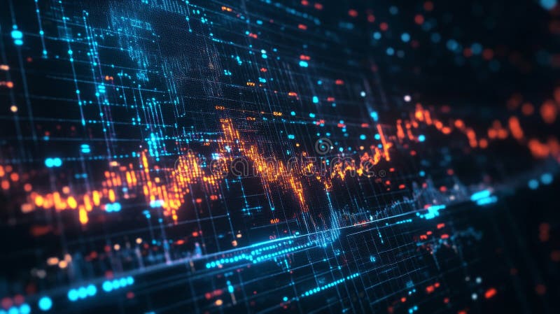 Digital Dynamic Graphical Chart of Rise and Fall Data Trends Stock ...