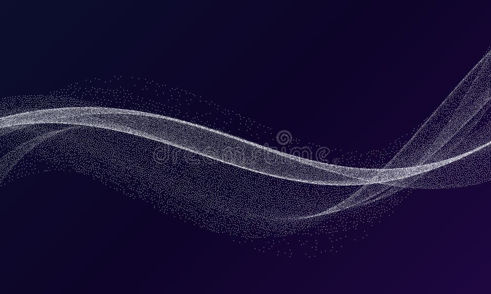 Digital Dynamic Particle Wave. Abstract Wave Flow. Visualization of Big Data, Computer ...