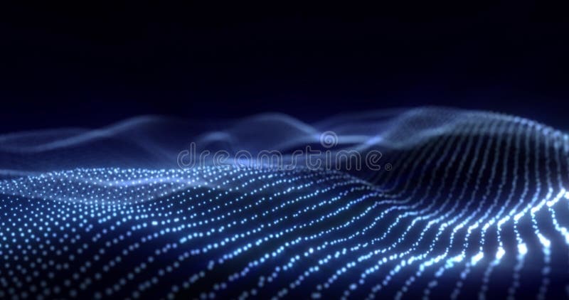 Digital Dynamic Particle Wave, Data Flow, Cyber Technology Background ...