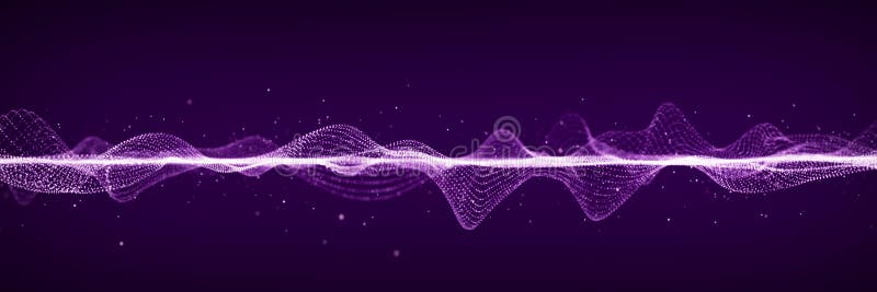 Digital Dynamic Particle Wave Flow. Wavy Amplitude Sound. Futuristic ...