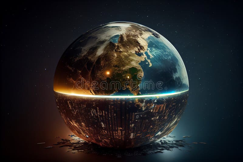 Digital Dystopian Globe, Future, Viewed from Space.generative Ai Stock ...
