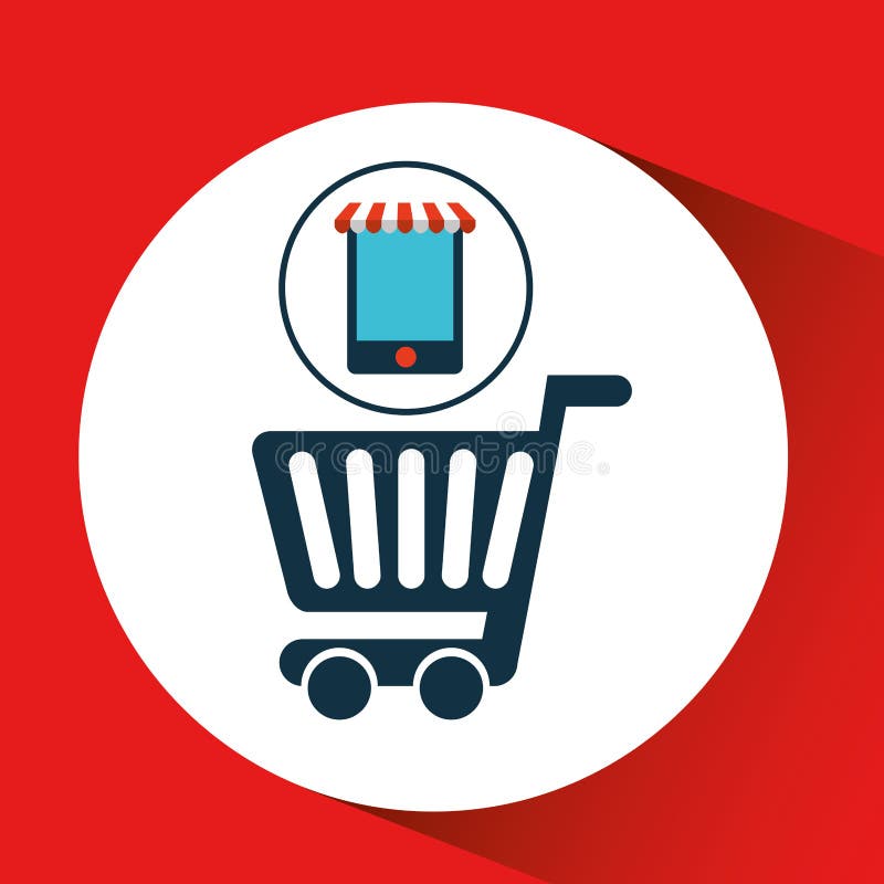 Digital E-commerce Cart Shopping Icon Design Stock Vector ...