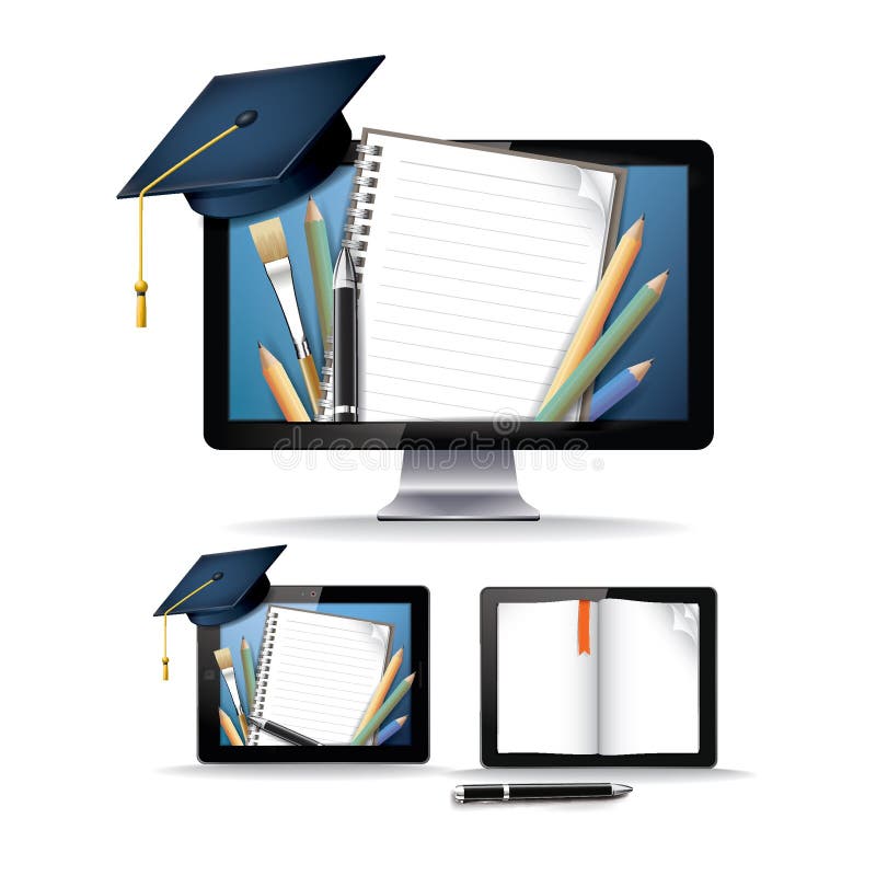 Digital E-learning Concept. Vector Illustration Decorative Design Stock ...