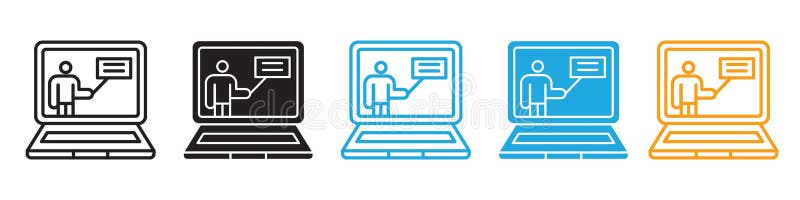 Digital E-Learning and Online Education Icons in Vector Format with ...