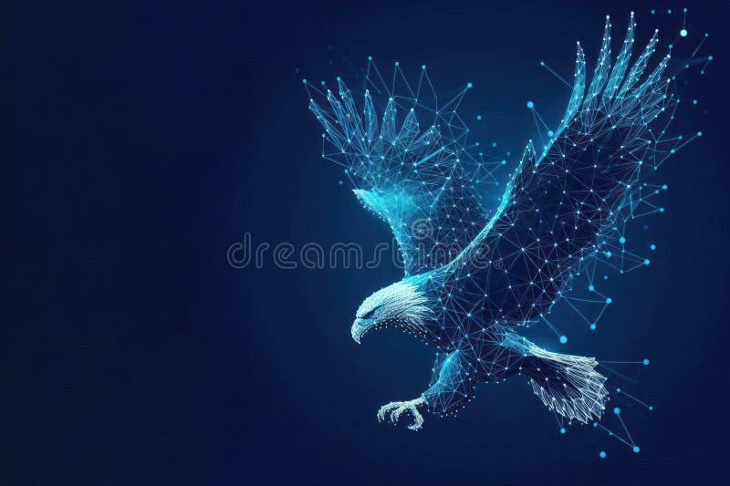 A Digital Eagle Created from a Network of Dots and Lines. Space for ...