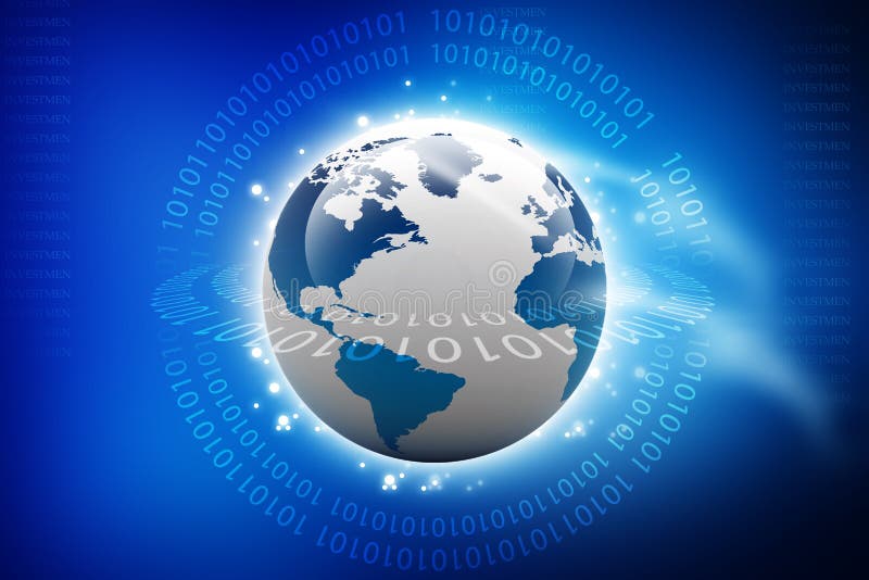 Binary code on world map stock illustration. Illustration of code - 32245861