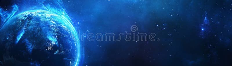 Digital Earth Blue Planet, Cosmic Composition, Wide Shot, Space, Energy ...