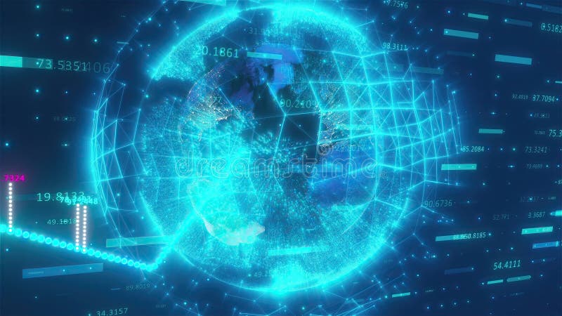 Digital Earth with chart stock photo. Image of grid - 353082490