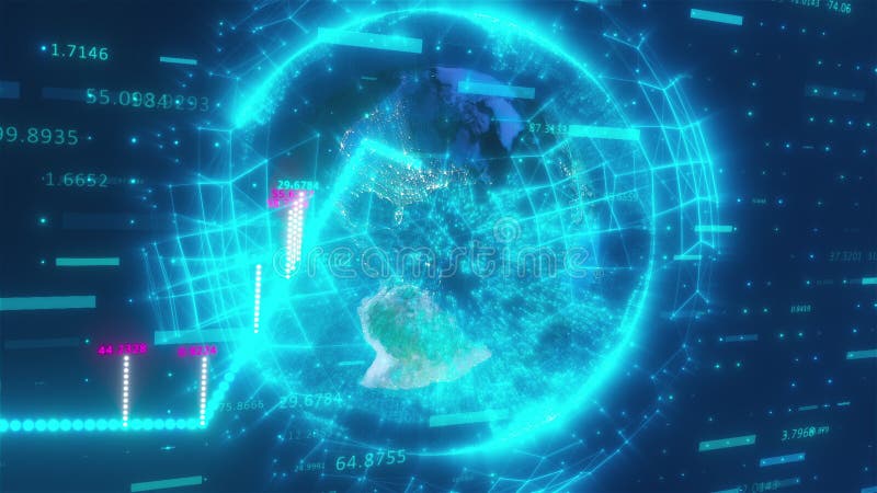 Digital Earth with chart stock footage. Video of performance - 353086002