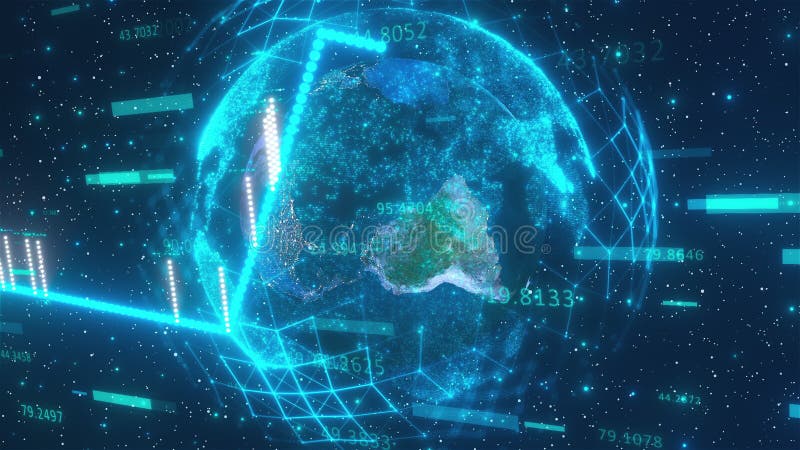 Digital Earth with chart stock footage. Video of performance - 353086002