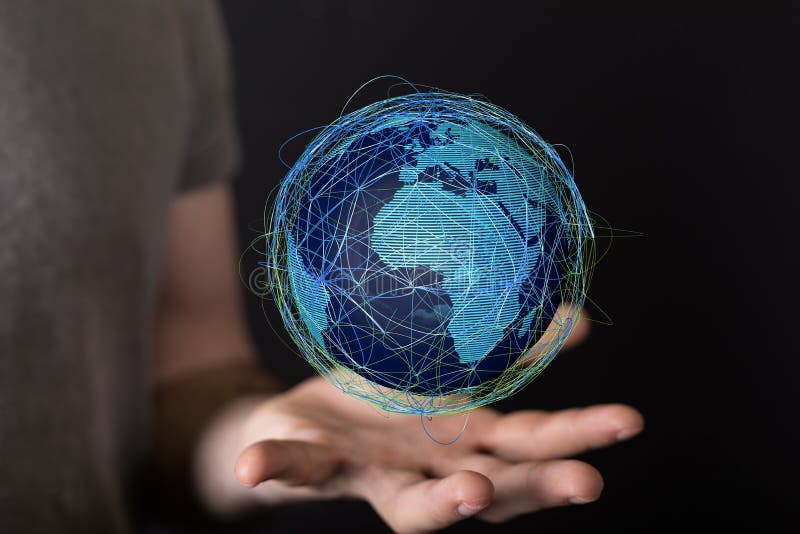 A Digital Earth Connection Concept 3d Stock Illustration - Illustration ...