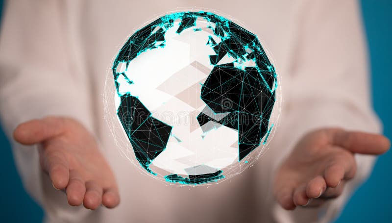 A Digital Earth Connection Concept 3d Stock Image - Image of cloud ...