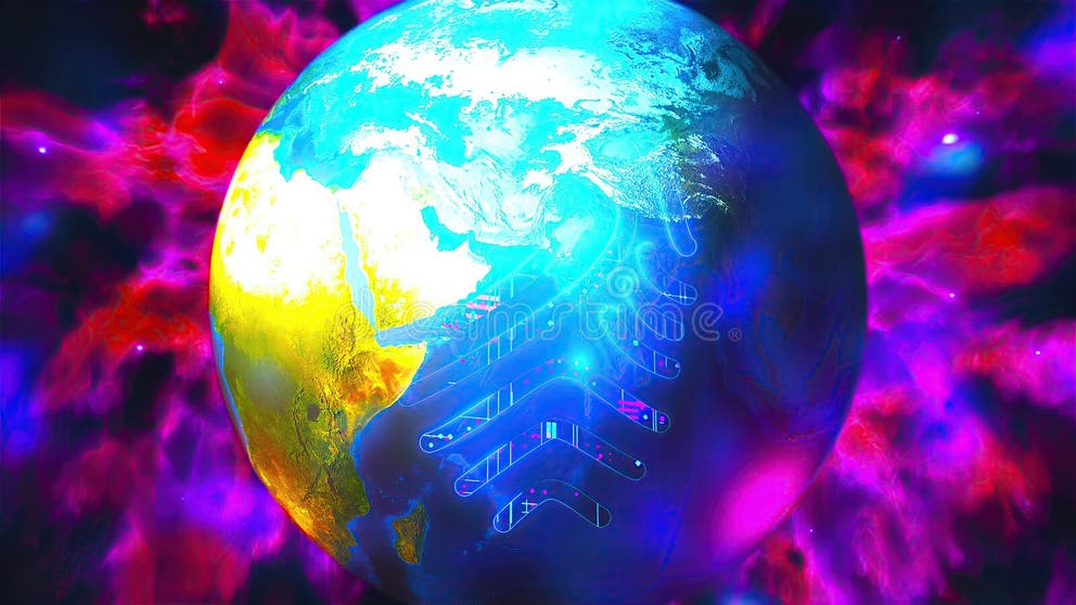 Digital Earth with Cybersecurity Stock Illustration - Illustration of ...