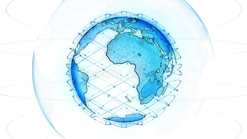 Digital Earth Data Globe - Abstract 3D Rendering Satellites Network ...