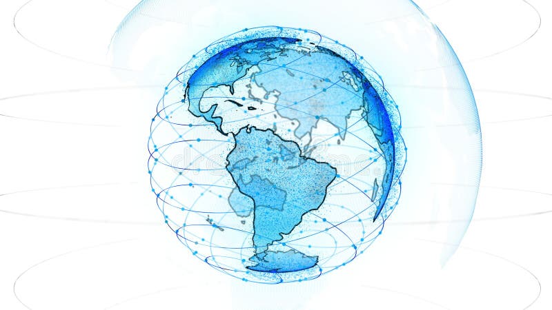 Digital Earth Data Globe - Abstract 3D Rendering Satellites Network ...
