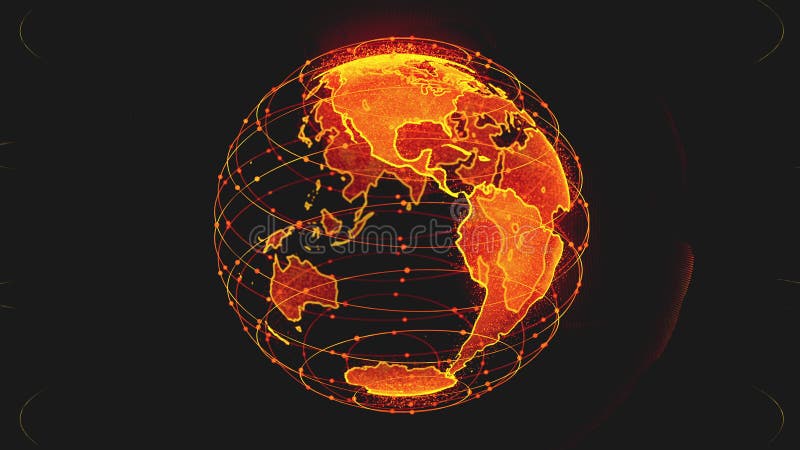 Digital Earth Data Globe - Abstract 3D Rendering Satellites Network ...