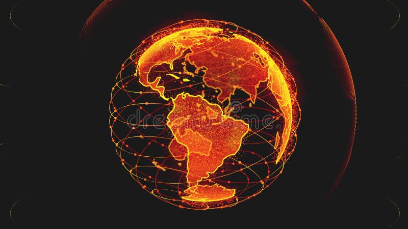 Digital Earth Data Globe - Abstract 3D Rendering Satellites Network ...