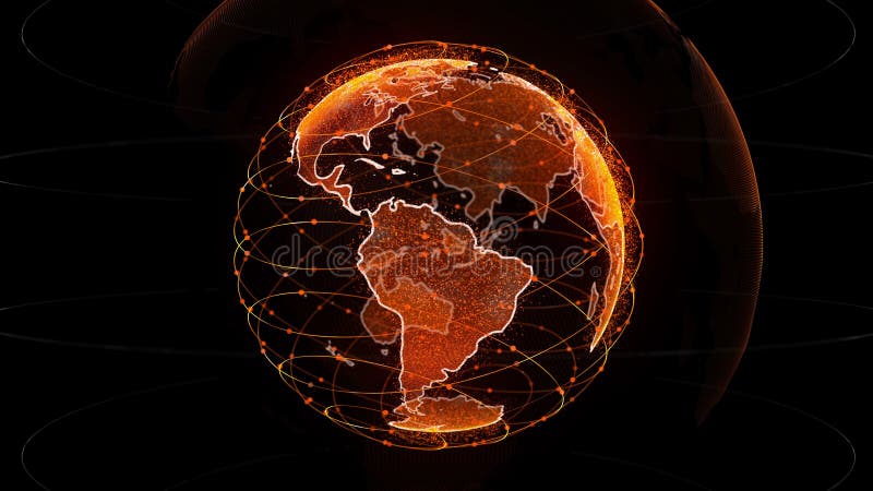 Digital Earth Data Globe - Abstract 3D Rendering Satellites Network ...