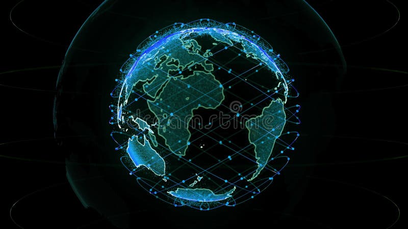 Digital Earth Data Globe - Abstract 3D Rendering Satellites Network ...