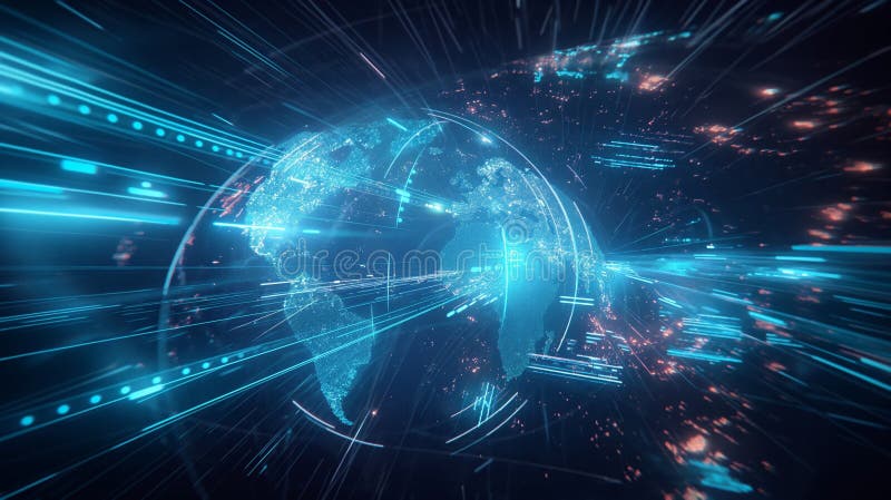 Digital Earth with Data Streams Stock Image - Image of connectivity ...