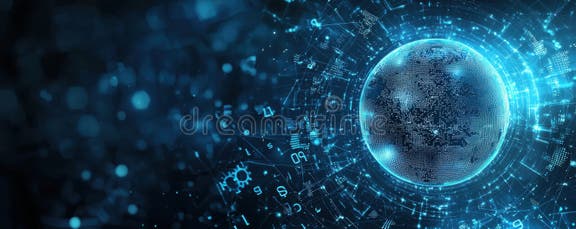 Digital Earth with Data Visualizations Over a Futuristic Holographic ...