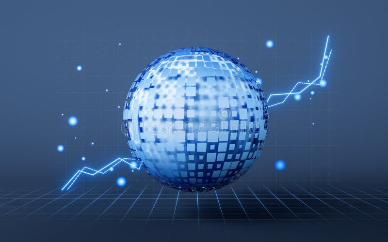 Digital Earth with Financial Graph, 3d Rendering Stock Illustration ...