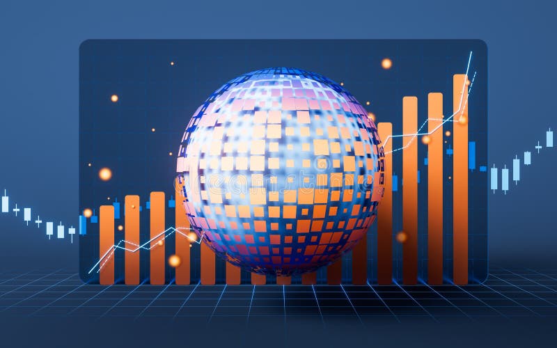 Digital Earth with Financial Graph, 3d Rendering Stock Illustration ...