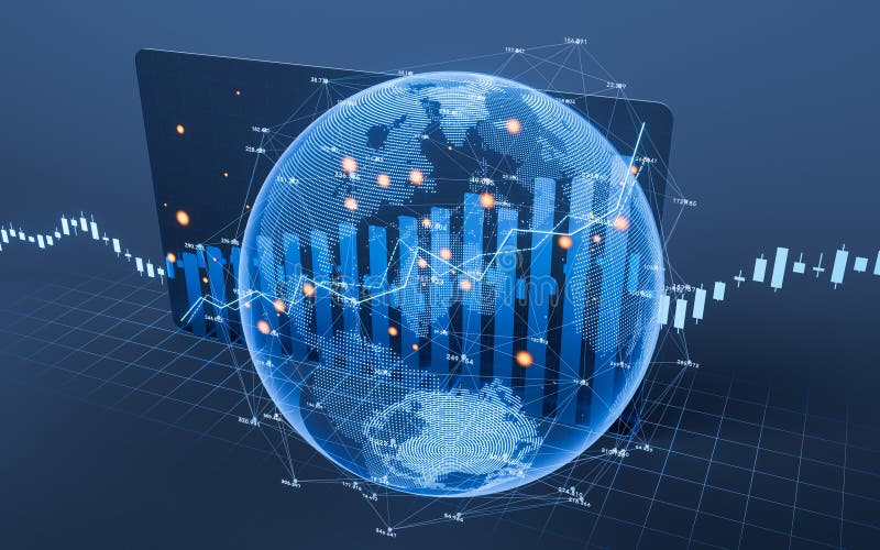 Digital Earth with Financial Graph, 3d Rendering Stock Illustration ...