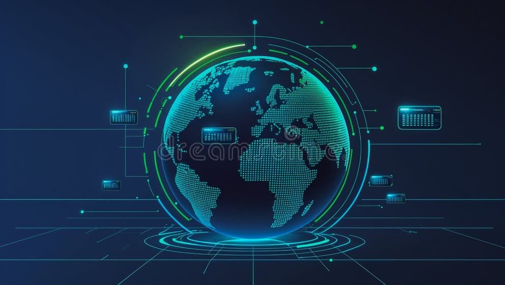 Digital Earth with Futuristic Data Interfaces Stock Illustration ...