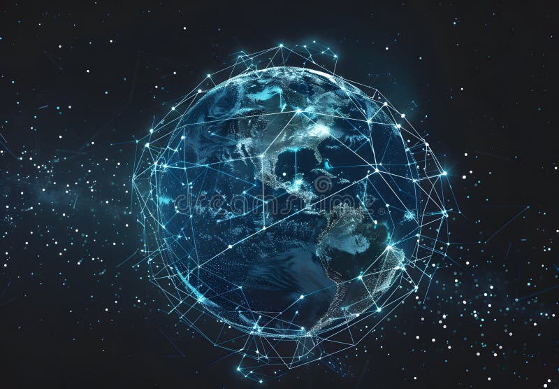 Digital Earth: Global Connectivity Network Stock Illustration ...