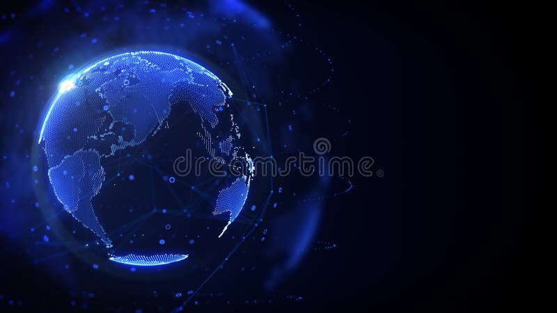 Digital Earth Global Data Network Connection Rotating on the Left Side ...