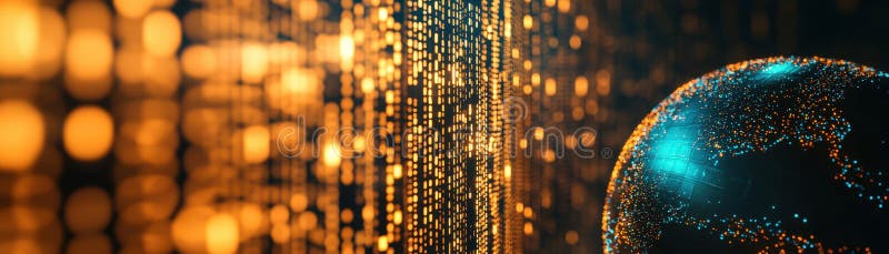 Global Data Network Digital Earth Binary Code Stock Illustration - Illustration of database ...