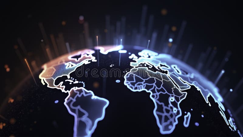 Digital Earth Globe with Glowing Lines Stock Illustration ...