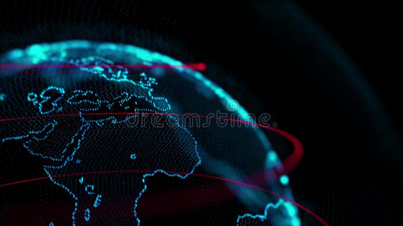 Earth Globe Network Rotating with Plexus Digital Connections Loop Stock ... Earth Globe Network Rotating with Plexus Digital Connections Loop Stock ...