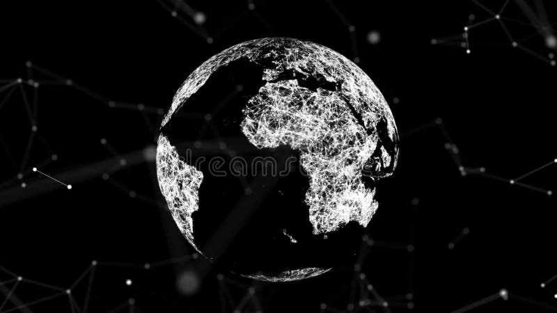 Earth Globe Network Rotating with Plexus Digital Connections Loop Stock ... Earth Globe Network Rotating with Plexus Digital Connections Loop Stock ...