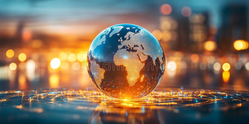 Digital Earth Globe a Symbol of Global Network and Data Connectivity in ...